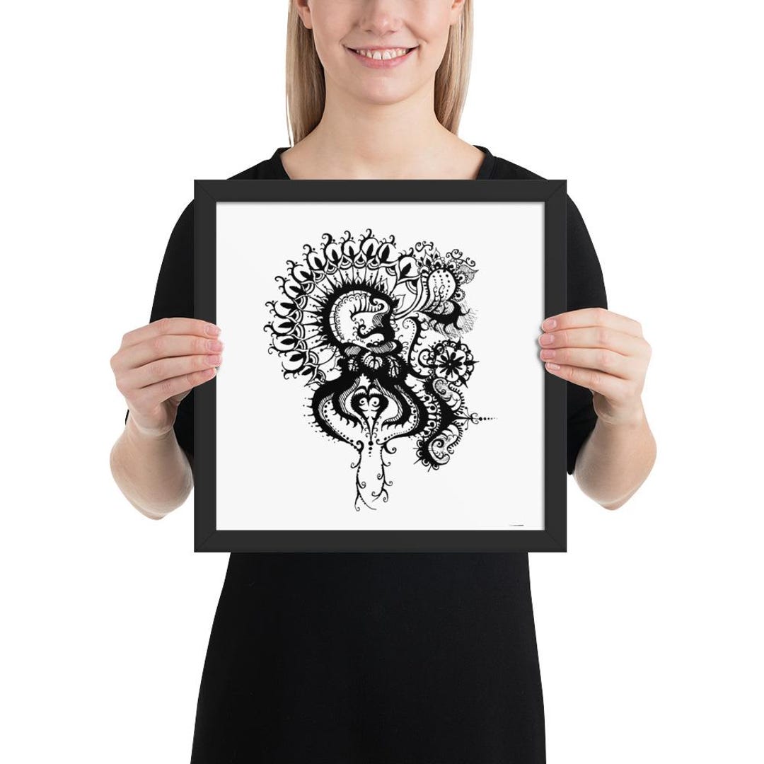 Organic Rebirth - Abstract Black Ink Drawing | Framed Art Print - Etsy