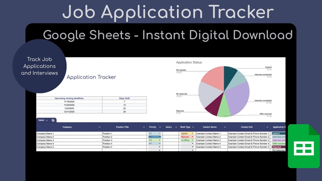 Job Application Tracker Google Sheets | Interview Tracker | Job Search ...