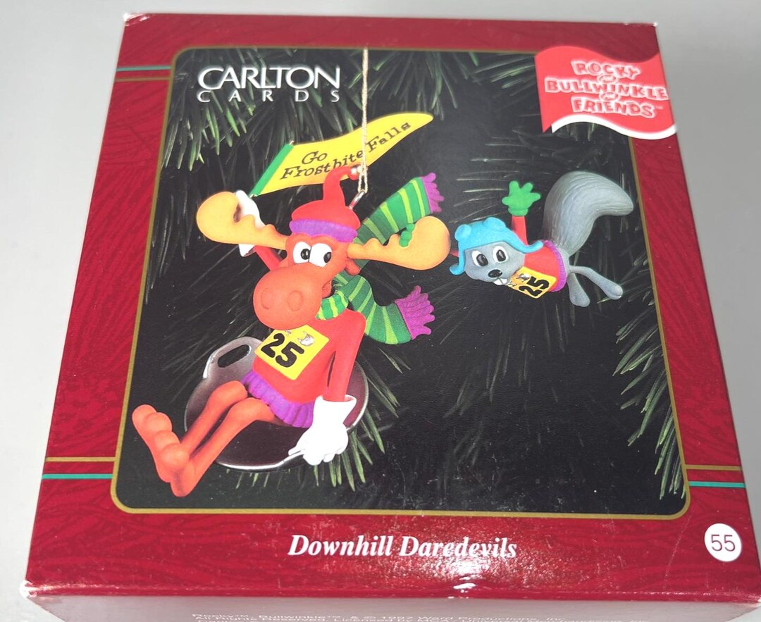 Rocky and Bullwinkle Ornament by Carlton Cards, 1997, Downhill ...