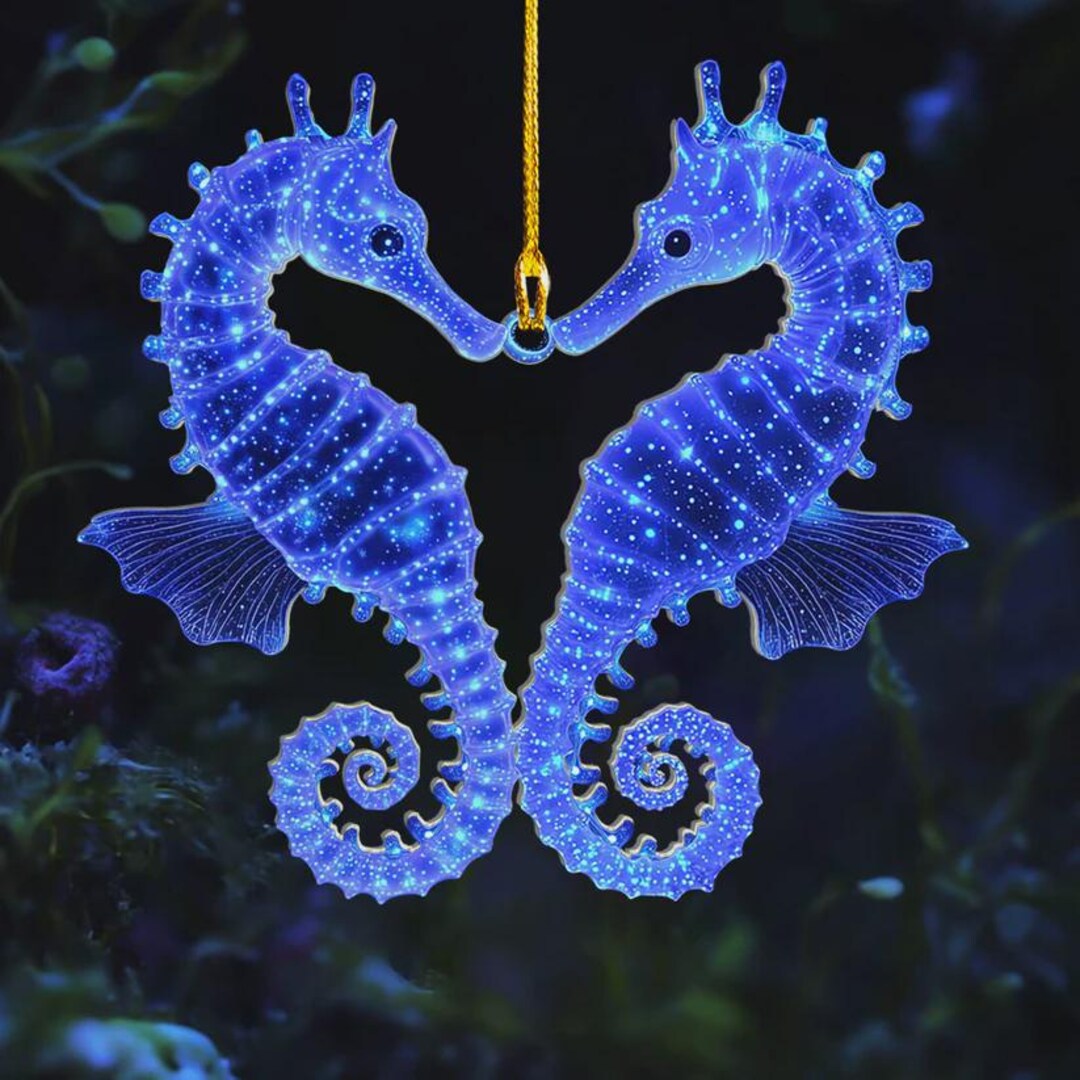 Seahorse Acrylic Ornament, Cute Blue Seahorse Christmas Ornament 2025 ...