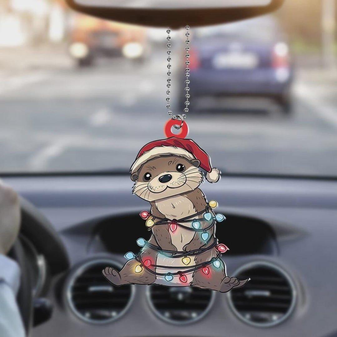 Personalized Funny Otter Lights Ornament, Otter Hanging Xmas Tree ...