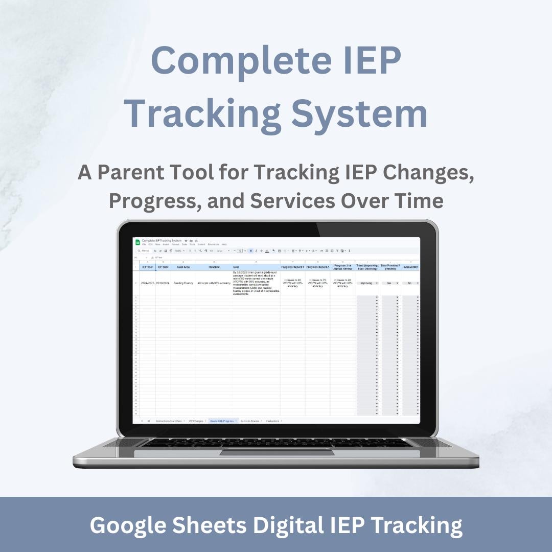 IEP Tracker Spreadsheet | Track Changes, Services, Goals (digital ...