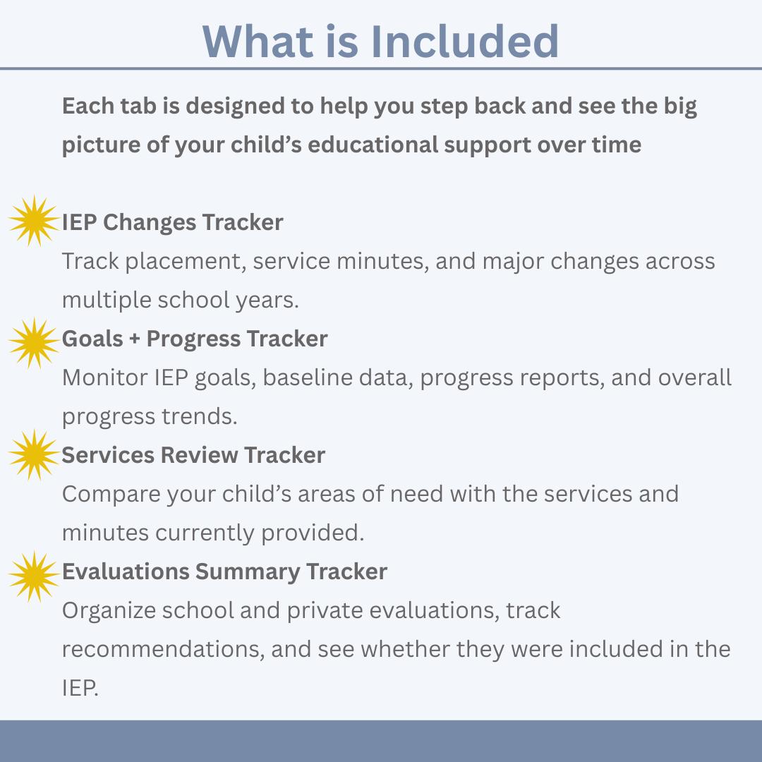IEP Tracker Spreadsheet | Track Changes, Services, Goals (digital ...