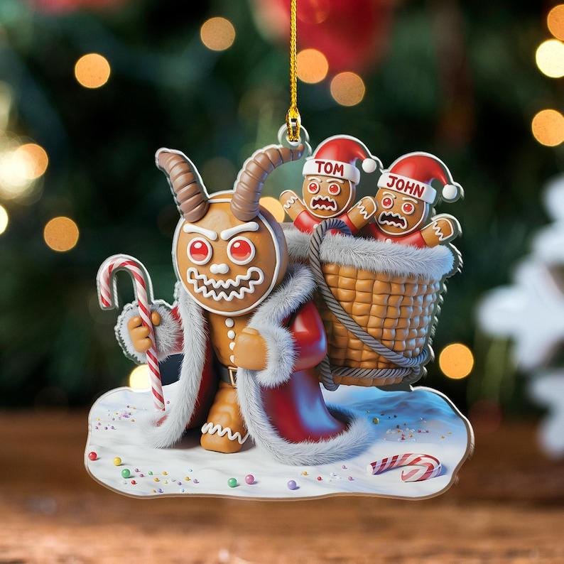 Krampus Gingerbread Christmas Acrylic Ornament, Custom Baby Names ...