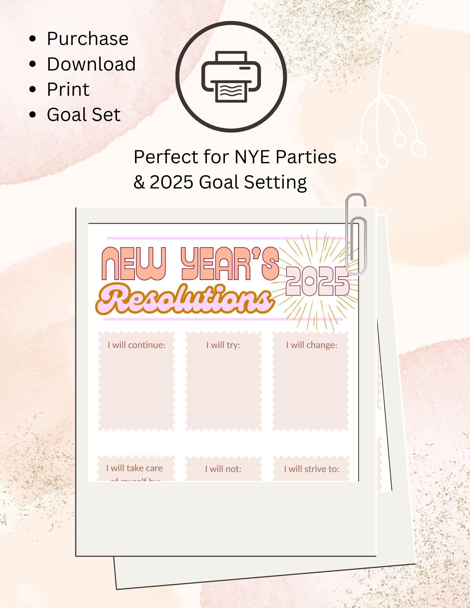 New Years Resolution Digital Download Party Games NYE Party Goal ...