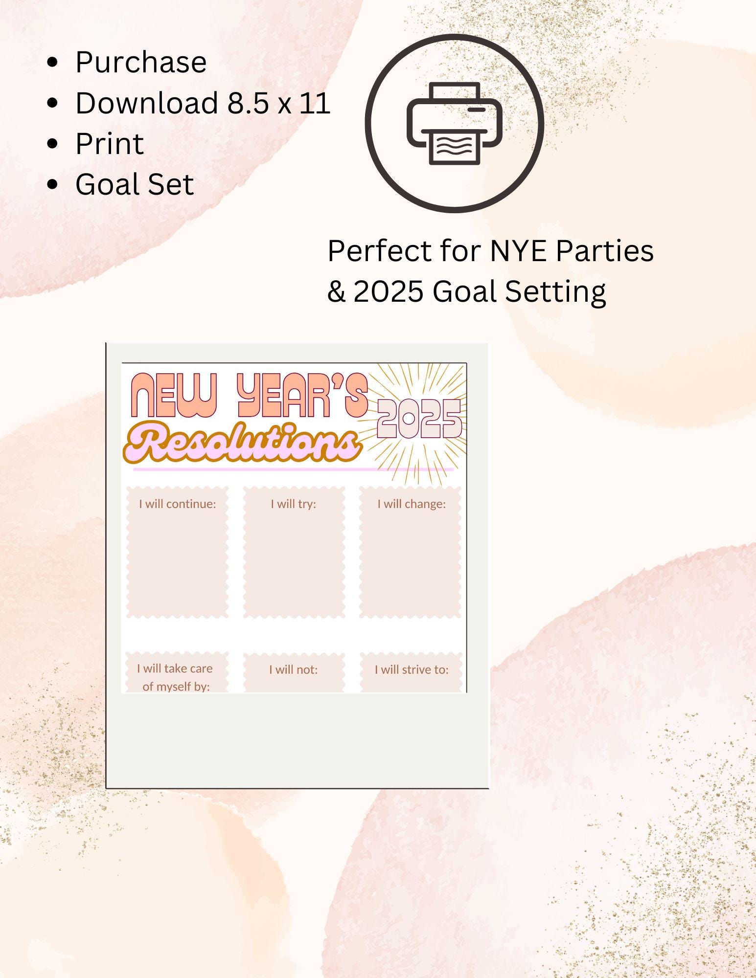 New Years Resolution Digital Download Party Games NYE Party Goal ...