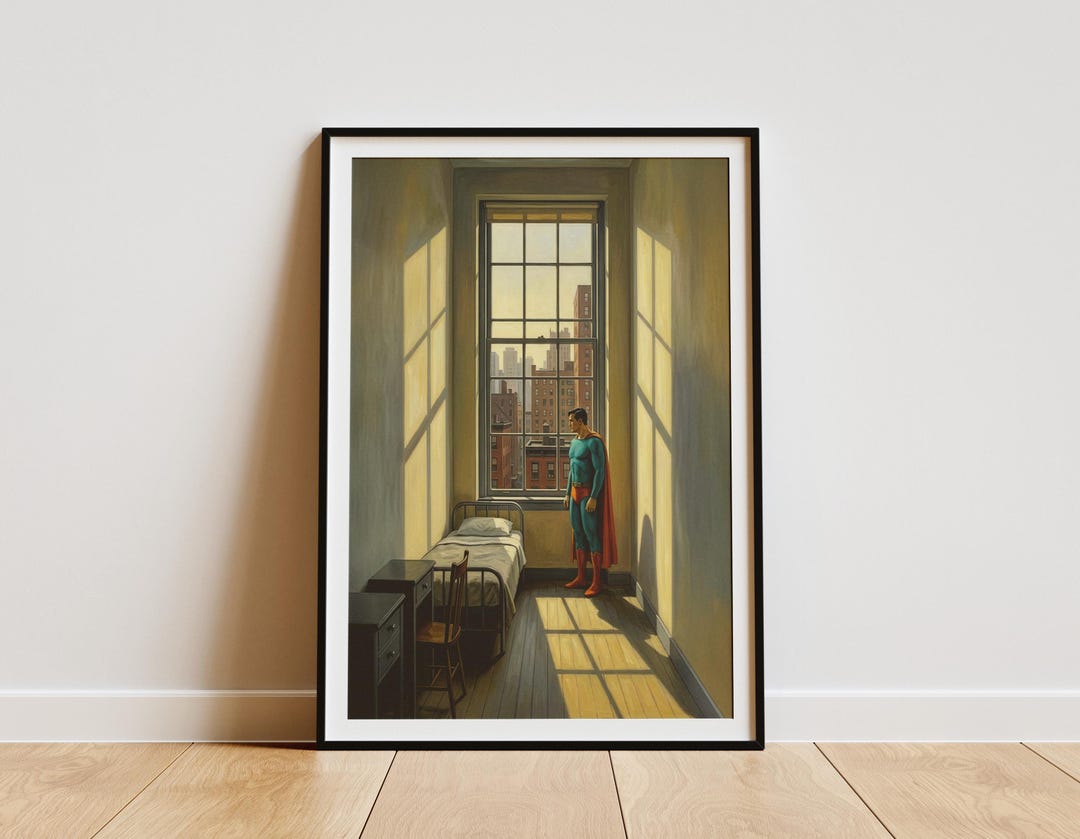 Retro Superhero Poster | Vintage Hero Art Print | Mid Century Mood ...