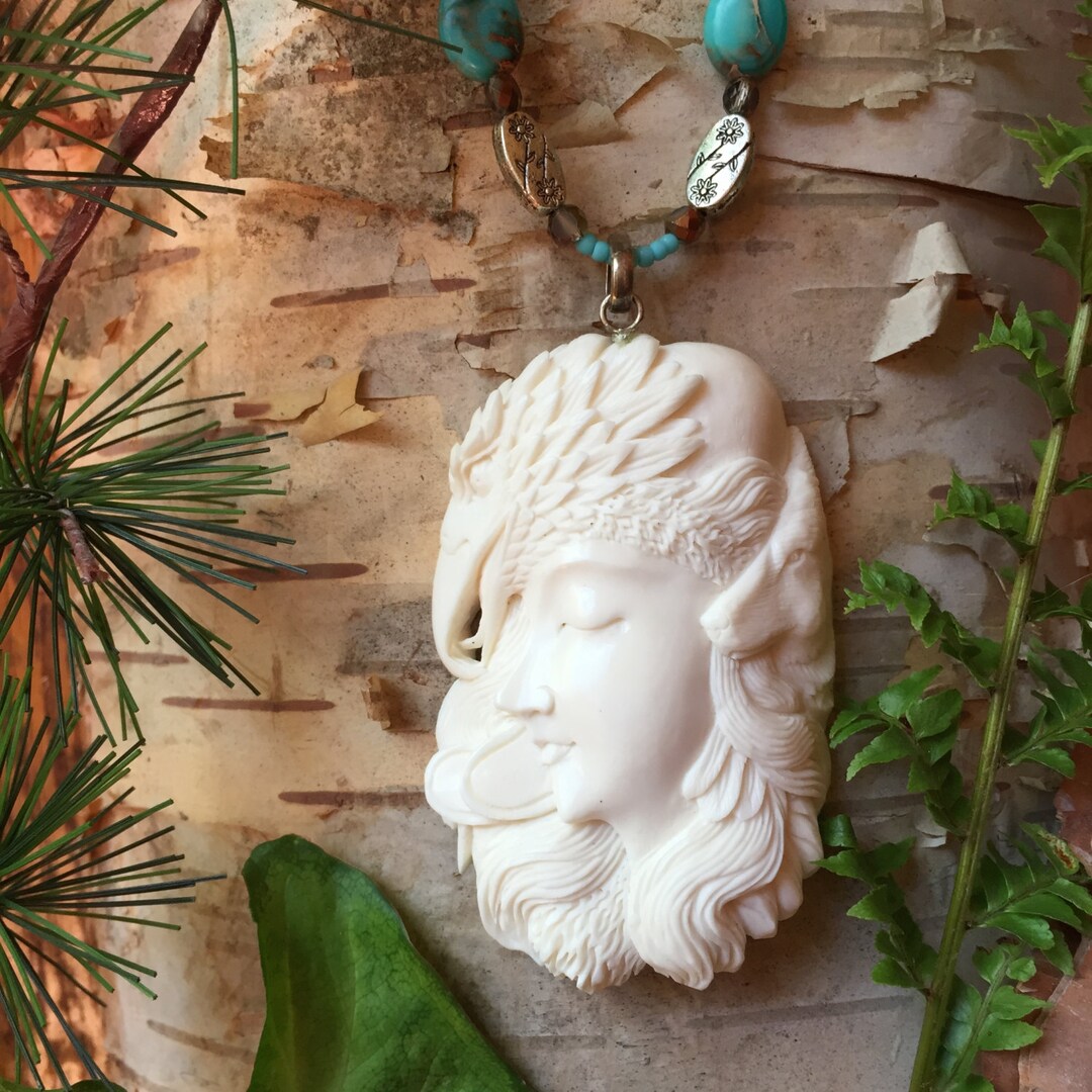 Totem Necklace: Eagle Goddess - Etsy