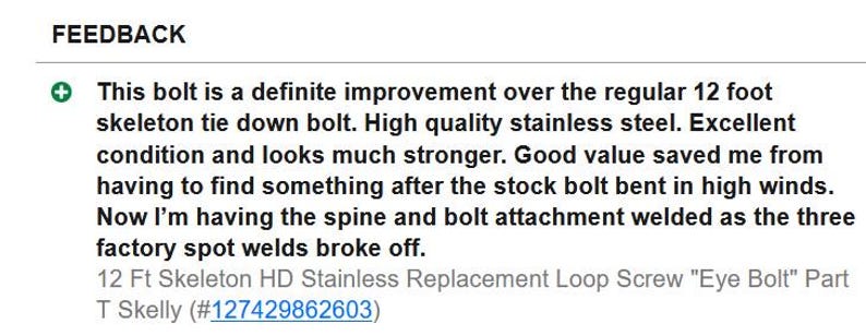12 Foot Home Depot Skeleton Loop Bolt (part T) - "skelly You Don't Look ...