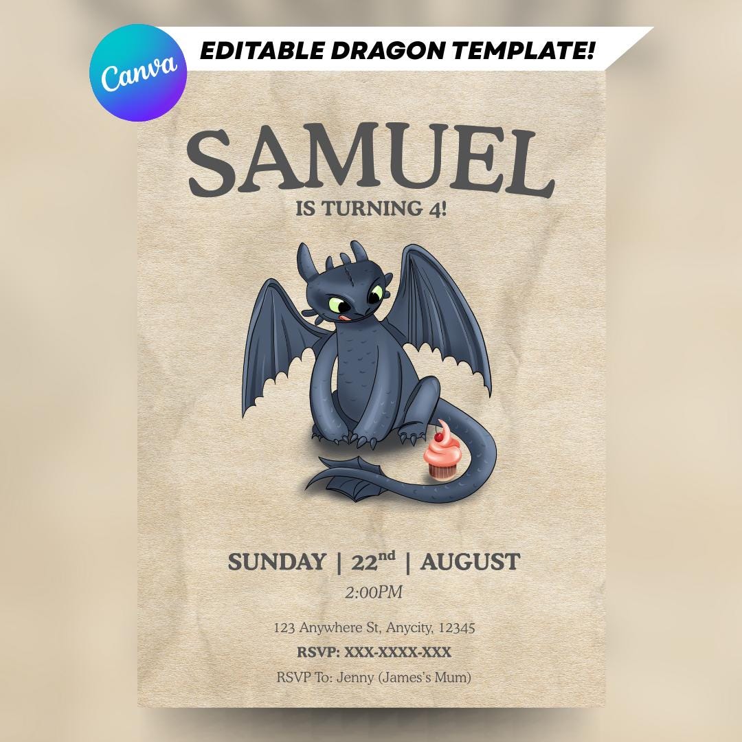 To Train A Dragon Birthday Invitation Dragon Invite, Dragon Norse Theme ...