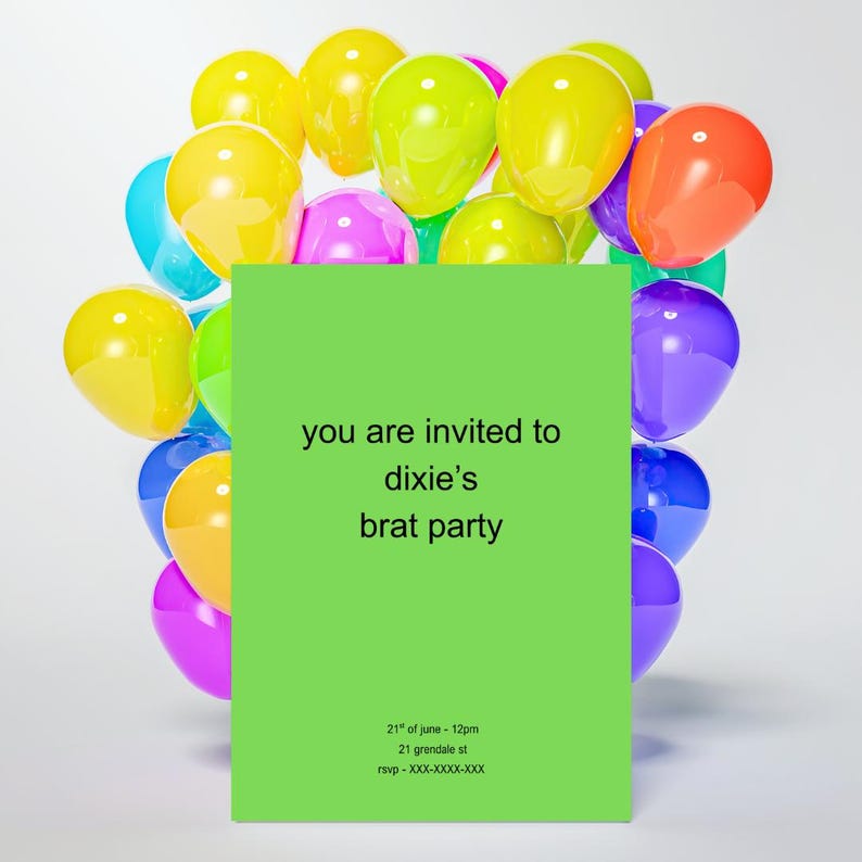 Brat Party Invitation: Editable Canva Template (5x7", PDF) (music) - Etsy