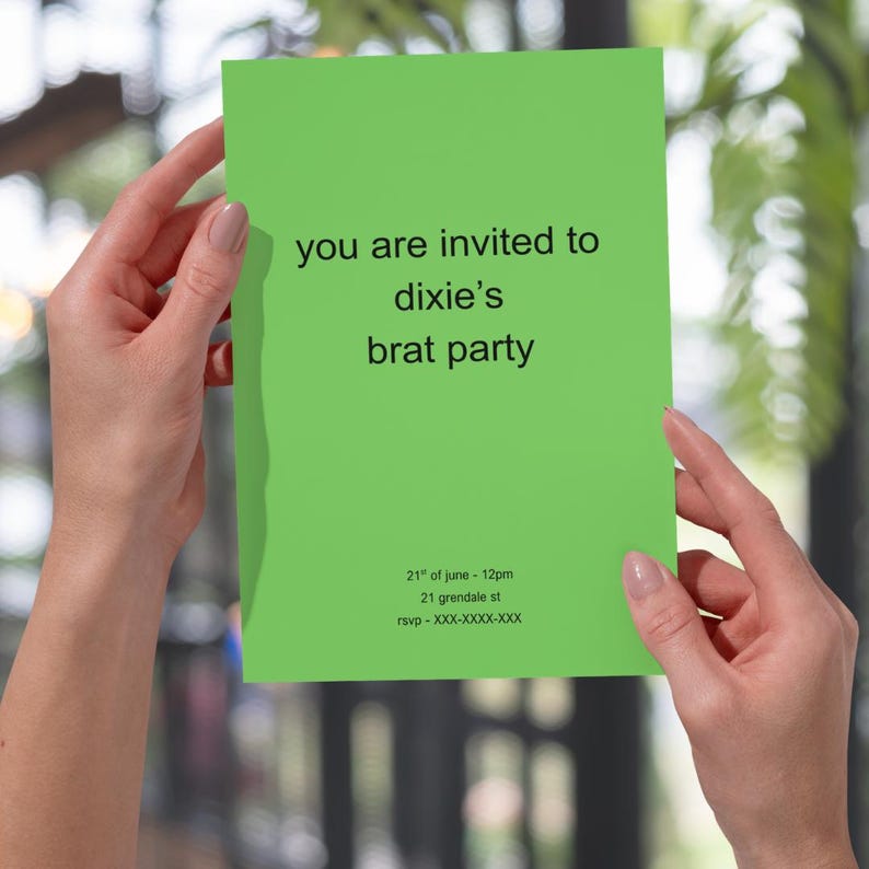 Brat Party Invitation: Editable Canva Template (5x7", PDF) (music) - Etsy
