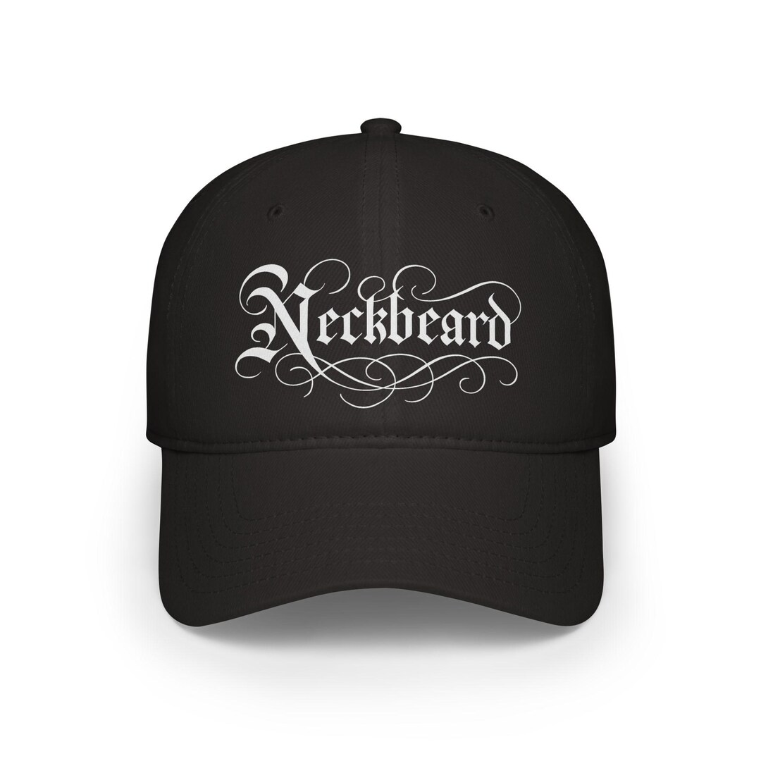 Neckbeard Old English Cap | Black Pirate Script Hat | Official ...