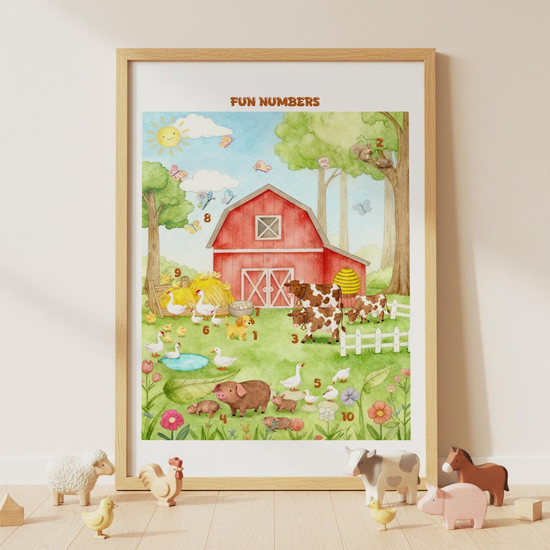 Fun Animal Numbers Educational Poster Printable - Etsy