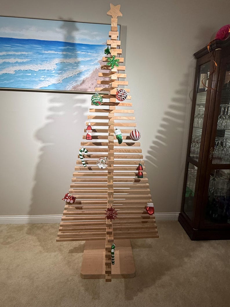 Handmade Spiral Cherry Wood Christmas Tree, Minimalist Holiday Decor ...