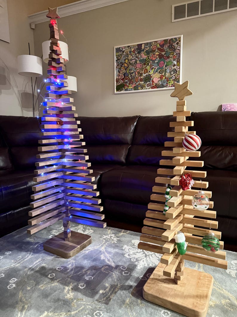 Handmade Spiral Cherry Wood Christmas Tree, Minimalist Holiday Decor ...