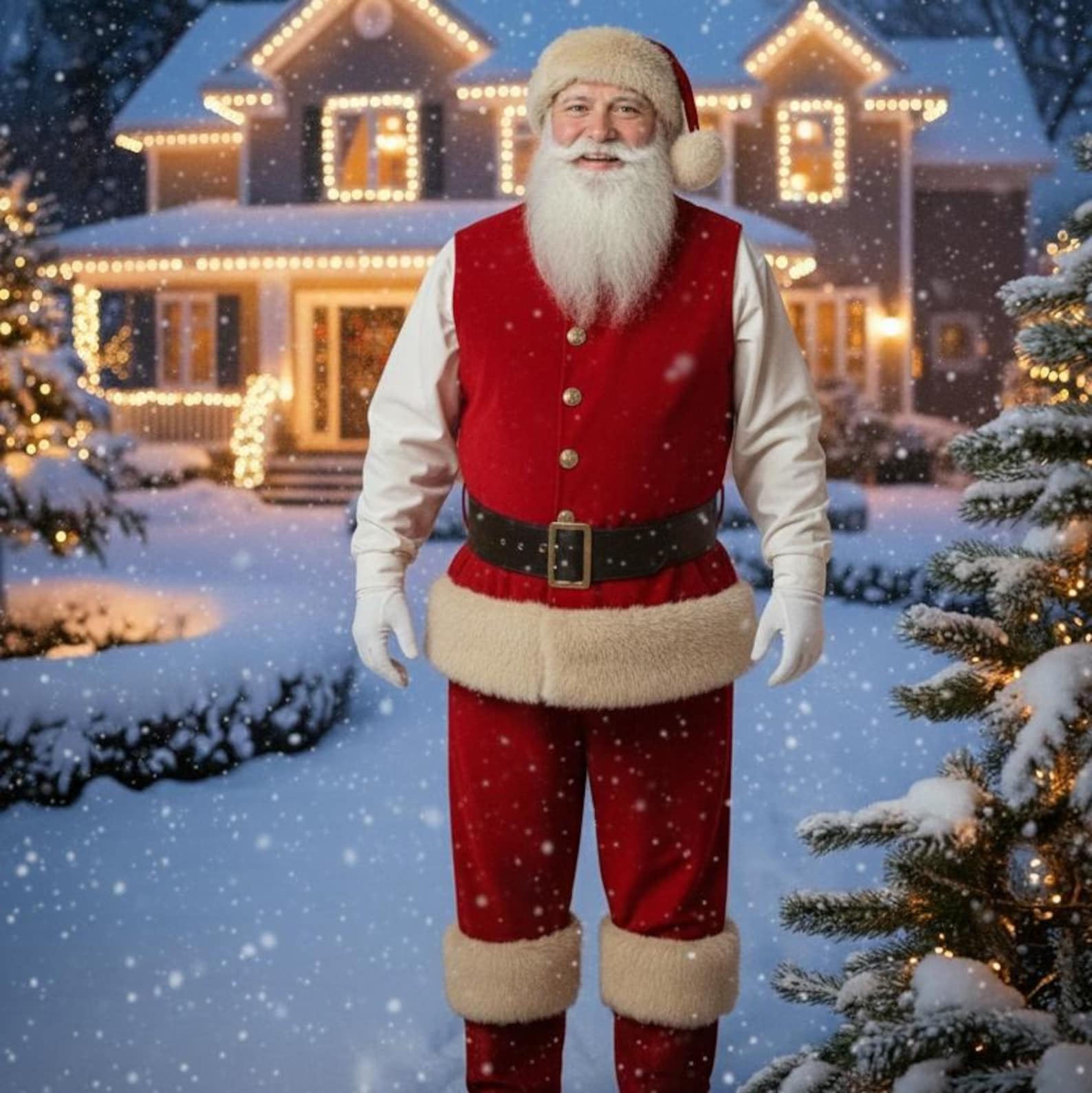 Luxury Wool Santa Claus Costume – Red Coat, Gold Embroidery, Wool ...