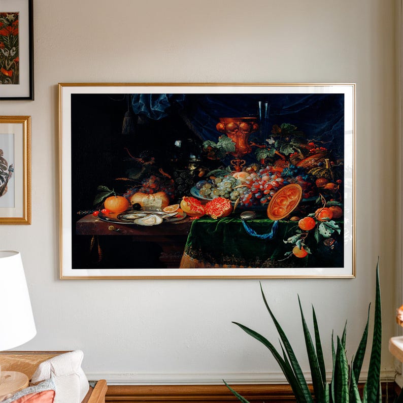 Vintage Still Life Poster, Retro Fruit Painting, Classic Kitchen Wall ...