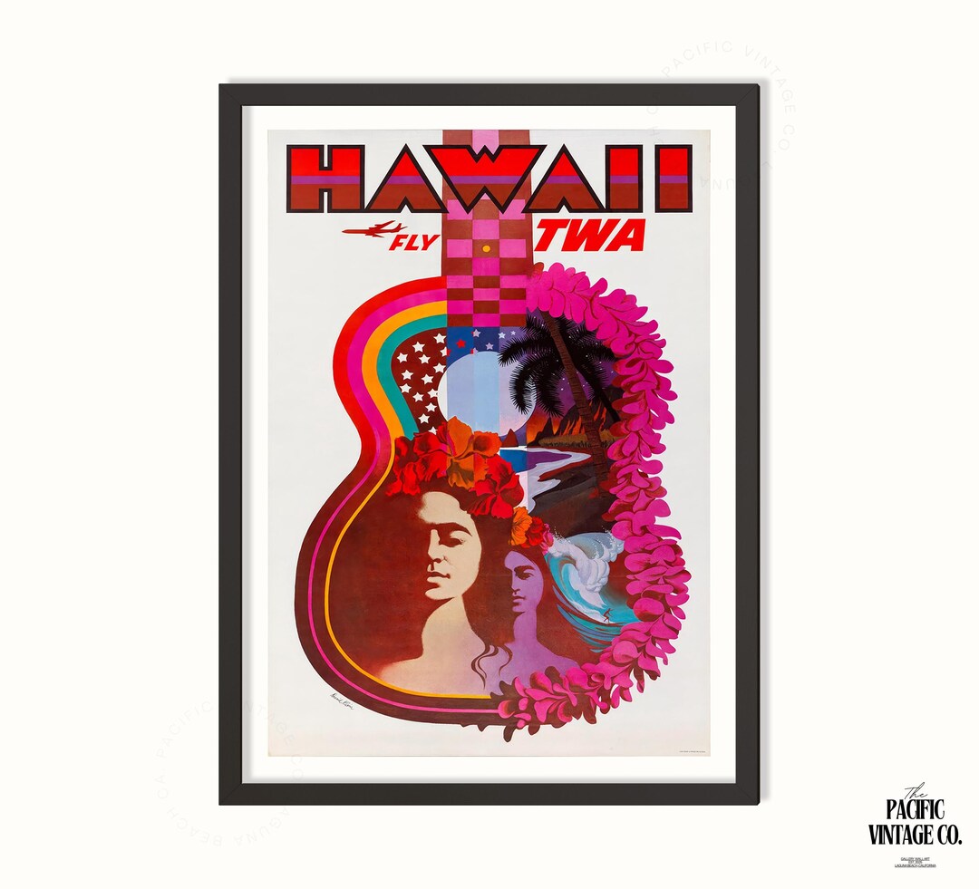 Psychedelic Hawaii Travel Poster | 1960s Retro Island Art | Colorful ...