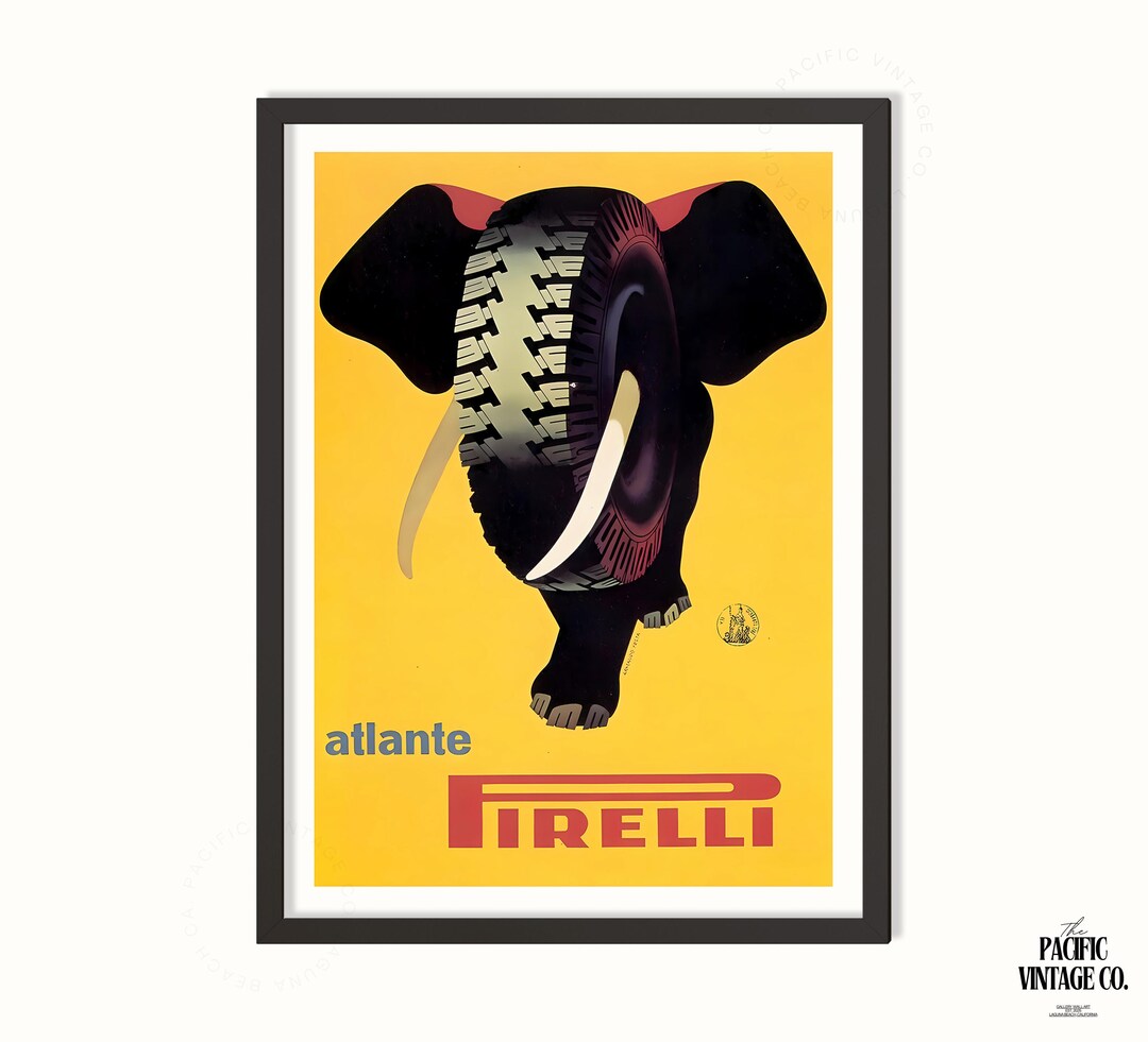 Vintage Pirelli Atlante Poster – Classic Italian Tire Advertising Art ...