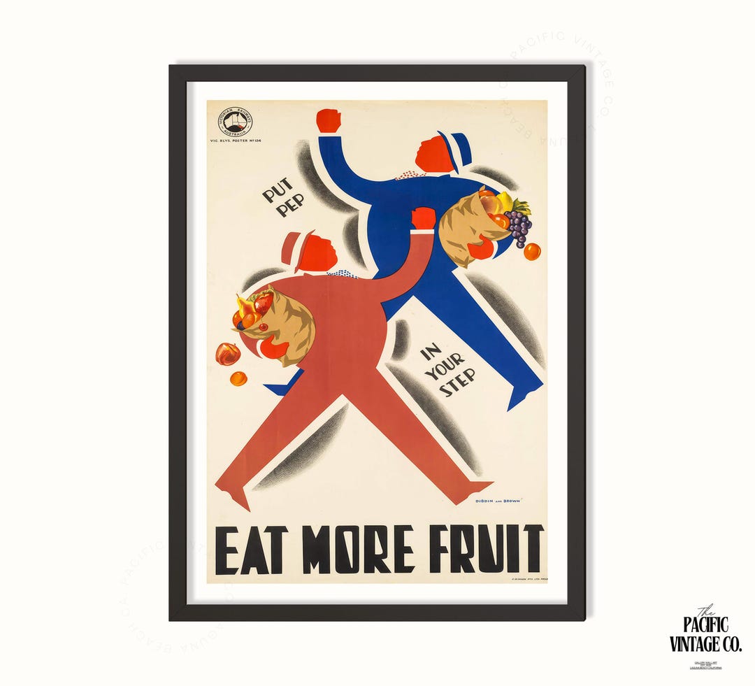 Vintage Eat More Fruit Poster, 1930s British Health Campaign Art, Retro ...