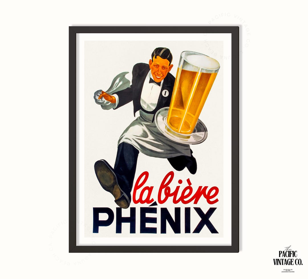 La Bière Phénix Vintage French Poster – Retro Beer Advertising Print ...