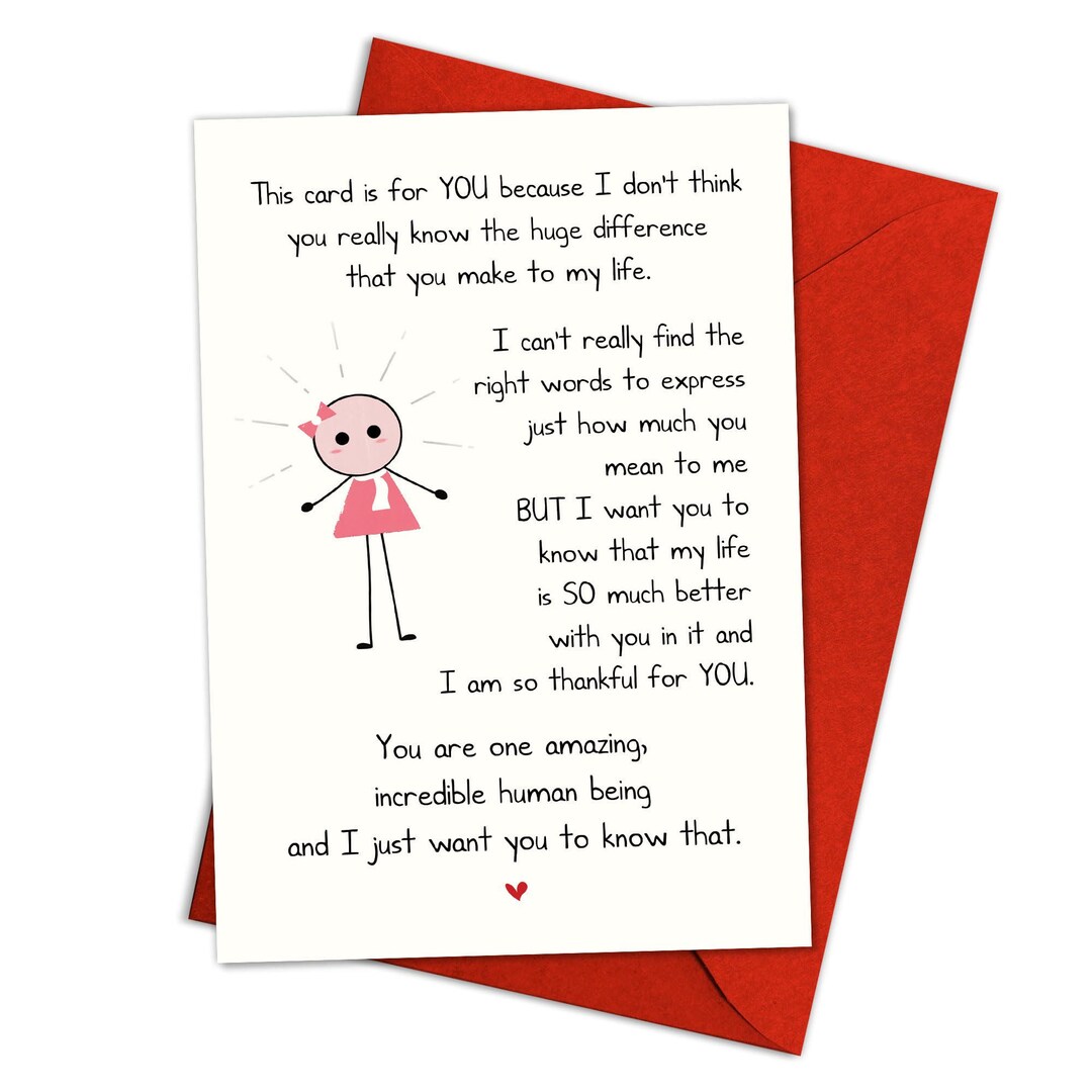 Podagree Thank You Card for Loved Ones – Heartfelt 'you Are One Amazing ...