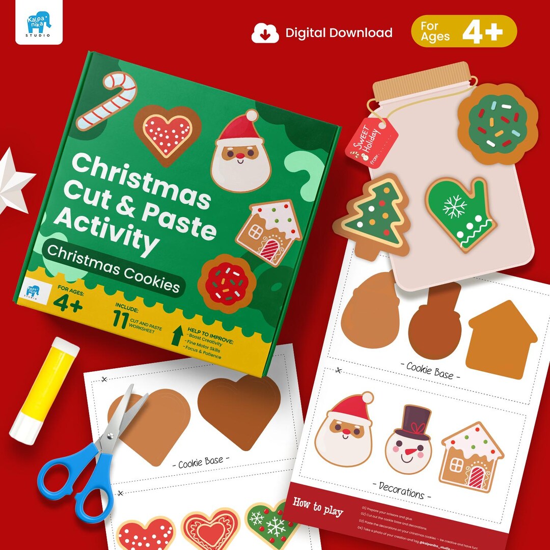 Christmas Cut and Paste Activity: Cookies Craft for Kids (PDF Digital ...