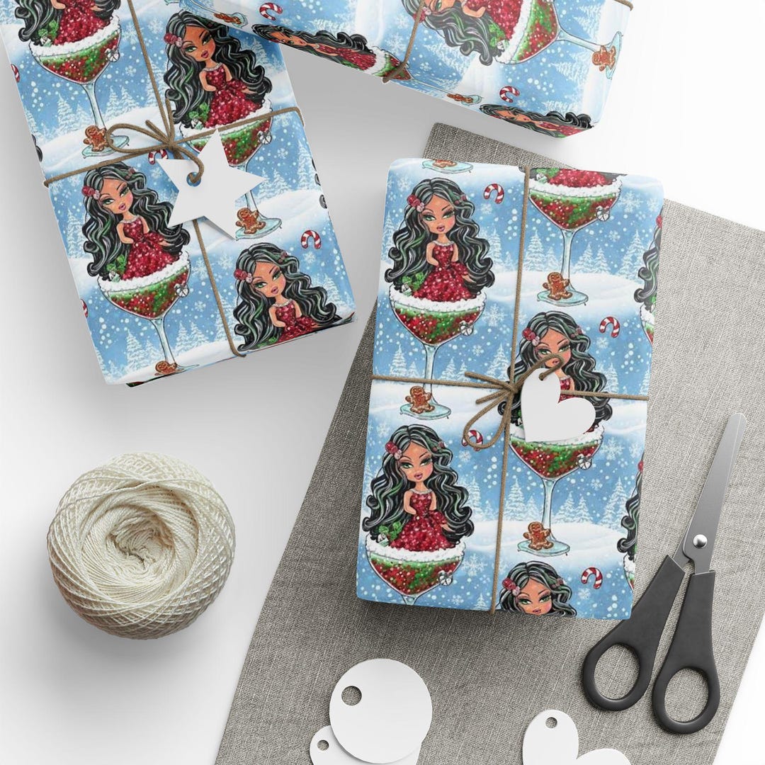 Doll Holiday Wrapping Paper | Christmas Pattern Wrapping Paper - Etsy