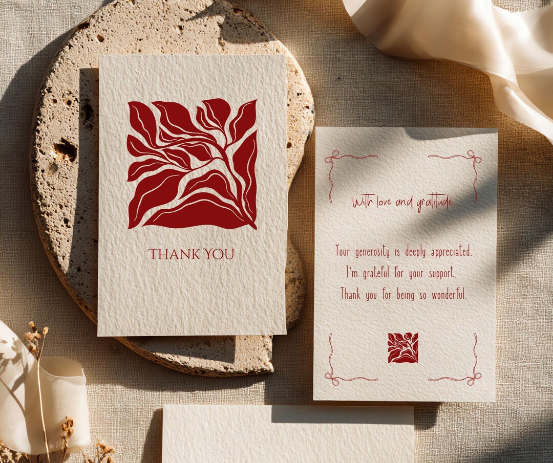 Foldable Thank You Cards , Printable Gratitude Design Template, Digital ...