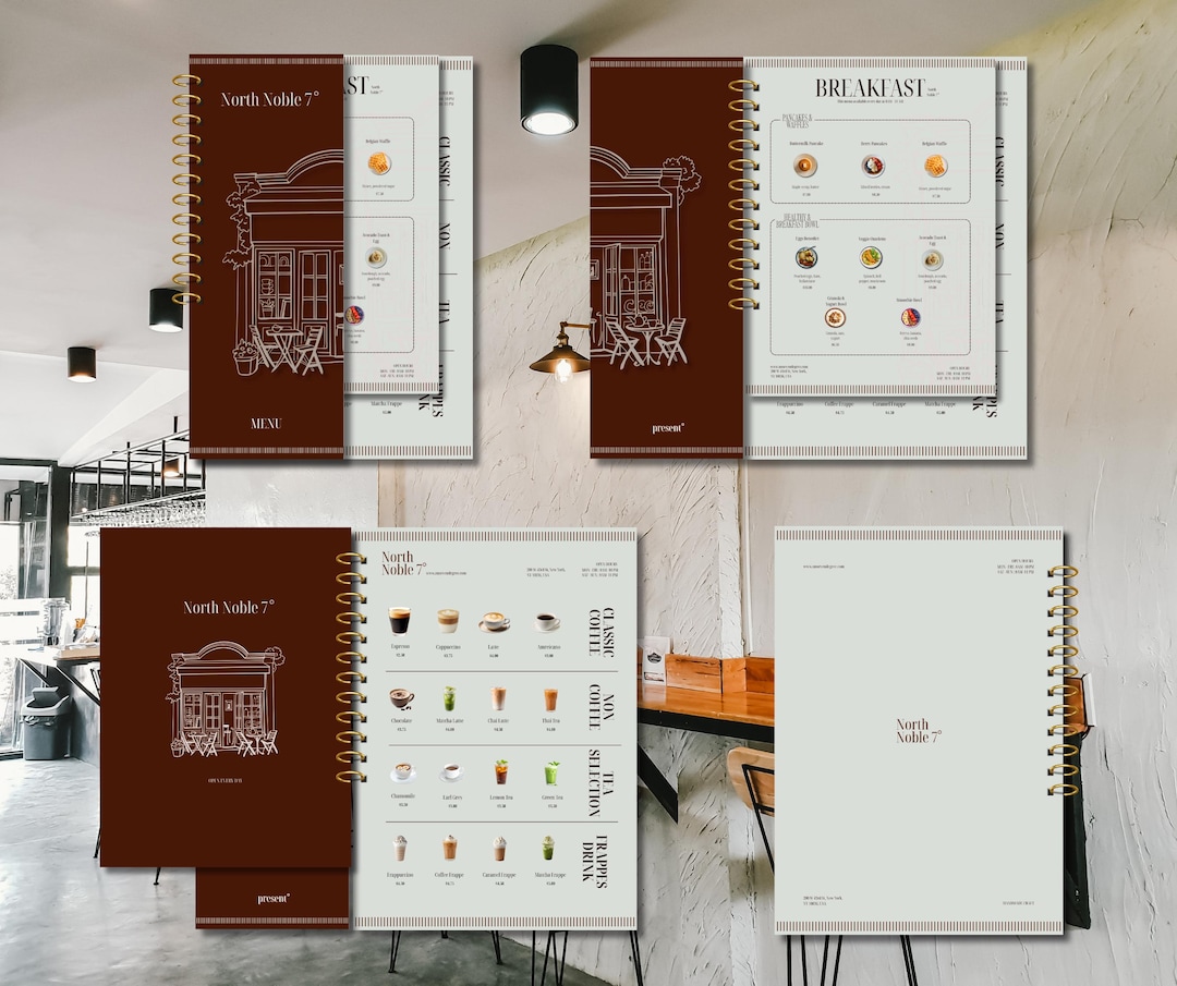 Modern Café Menu Template, Red Minimalist Coffee Shop Menu Design ...