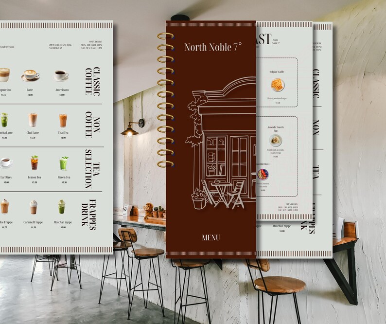 Modern Café Menu Template, Red Minimalist Coffee Shop Menu Design ...
