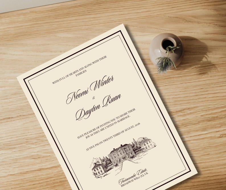 Elegant Red & Cream Wedding Invitation Template | Vintage Red Venue ...
