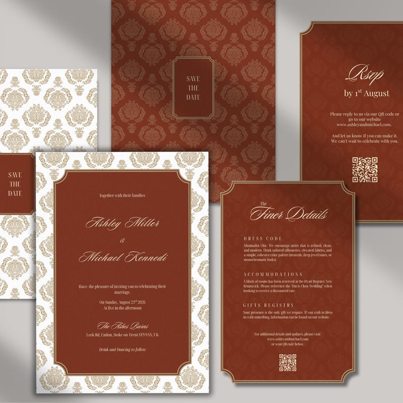 Damask Invitations - Etsy