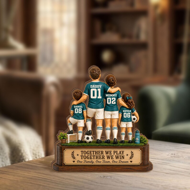 Personalized Soccer Family Wooden Block, Custom Soccer Mom Dad Kids ...