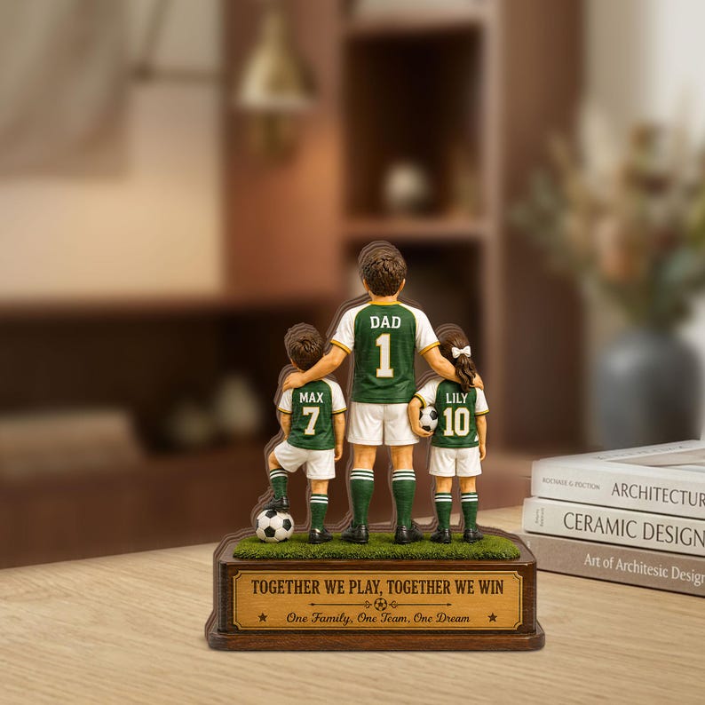 Personalized Soccer Dad Wooden Block, Custom Father & Kids Soccer ...