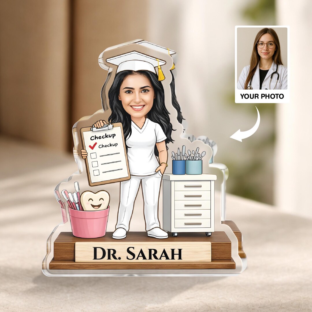 Personalized Female Dentist Acrylic Block, Custom Face Doctor Gift ...