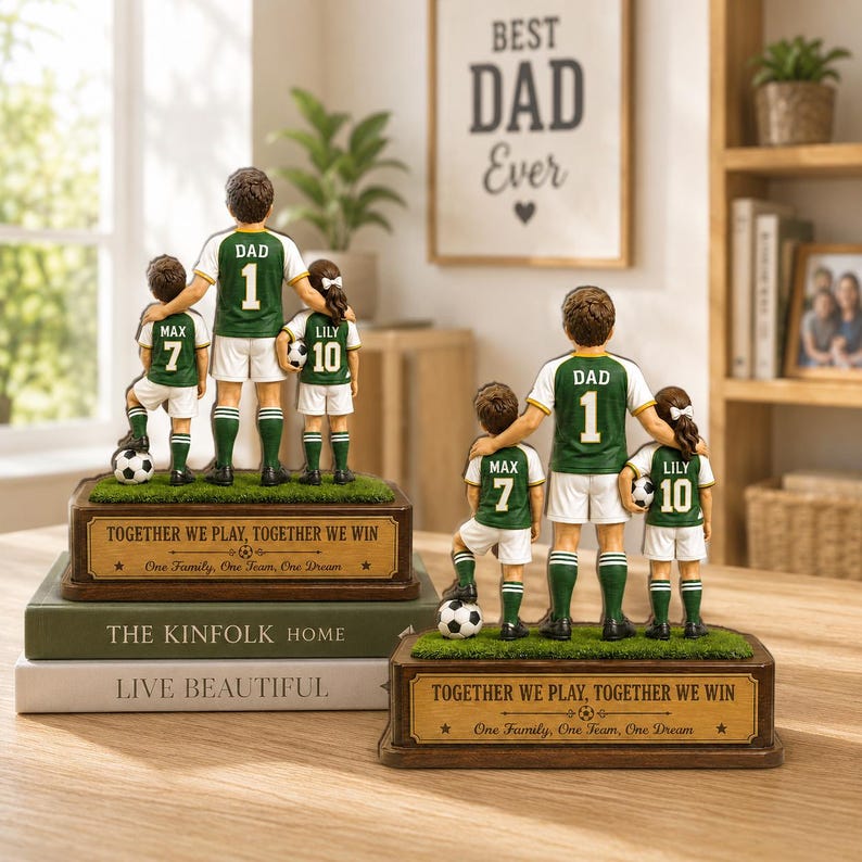 Personalized Soccer Dad Wooden Block, Custom Father & Kids Soccer ...