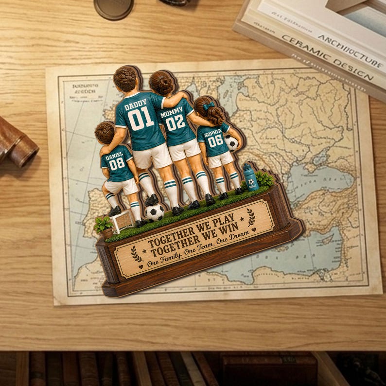 Personalized Soccer Family Wooden Block, Custom Soccer Mom Dad Kids ...