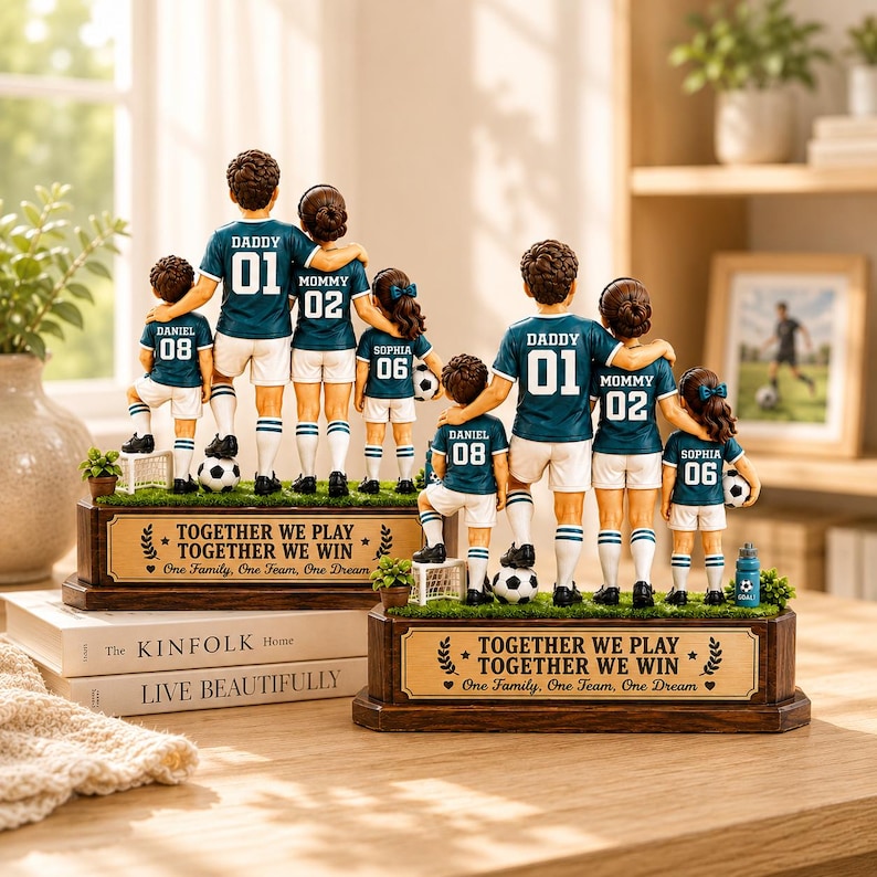 Personalized Soccer Family Wooden Block, Custom Soccer Mom Dad Kids ...