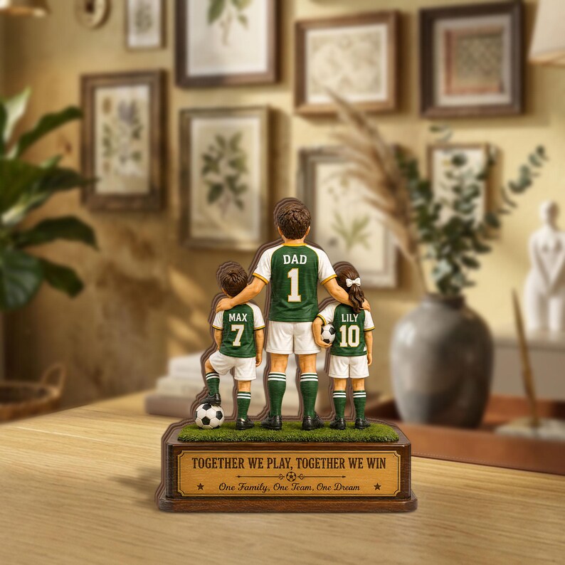 Personalized Soccer Dad Wooden Block, Custom Father & Kids Soccer ...