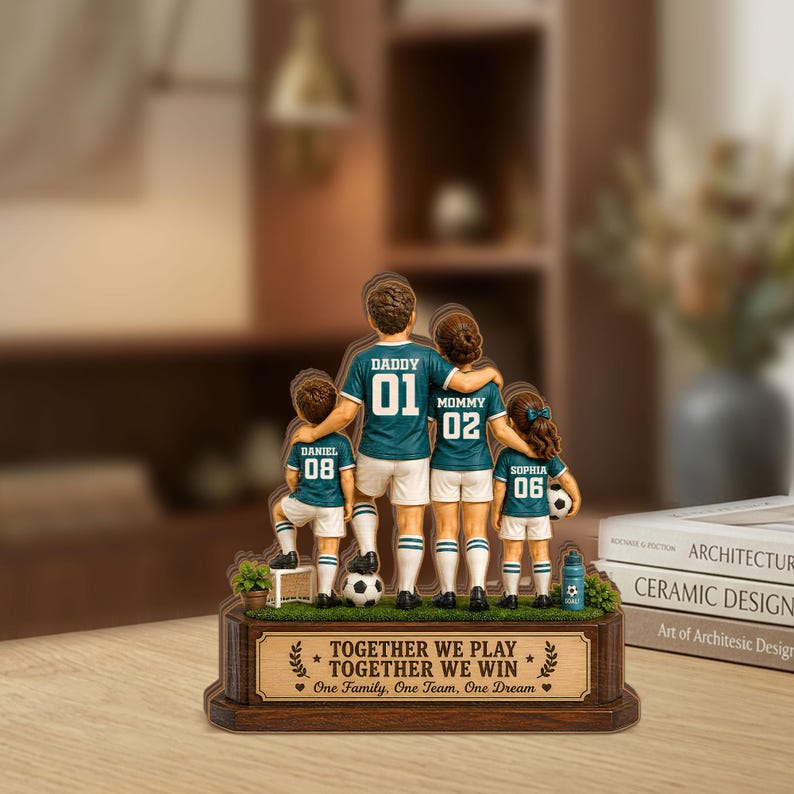 Personalized Soccer Family Wooden Block, Custom Soccer Mom Dad Kids ...