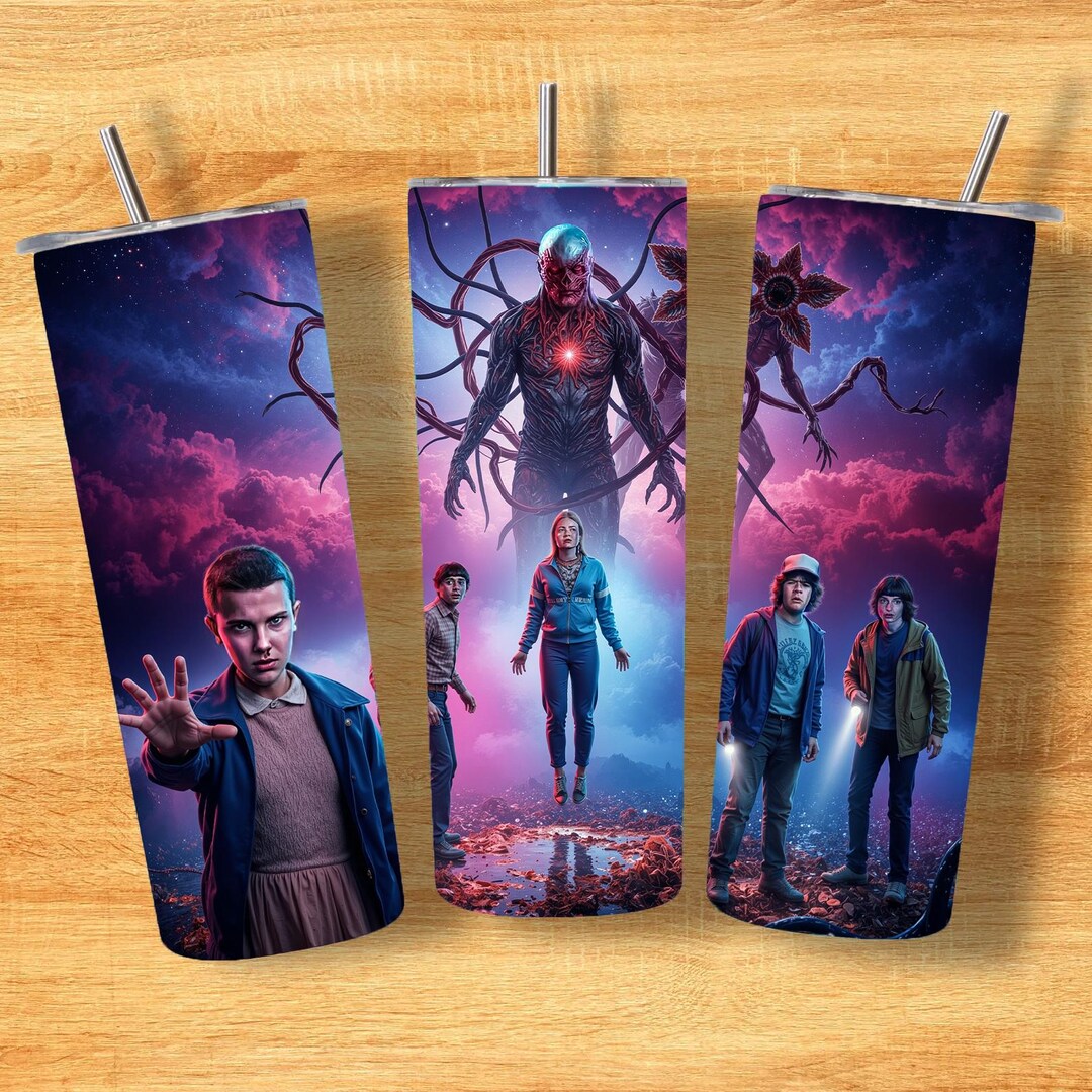 Stranger Things 20oz Tumbler Wrap | Eleven & Demogorgon Skinny PNG ...