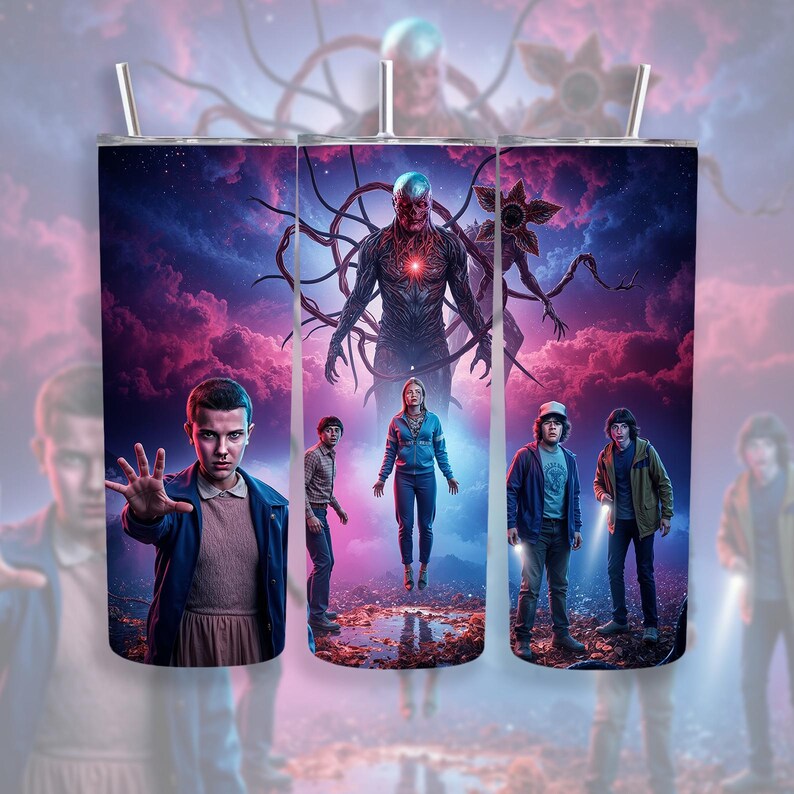 Stranger Things 20oz Tumbler Wrap | Eleven & Demogorgon Skinny PNG ...
