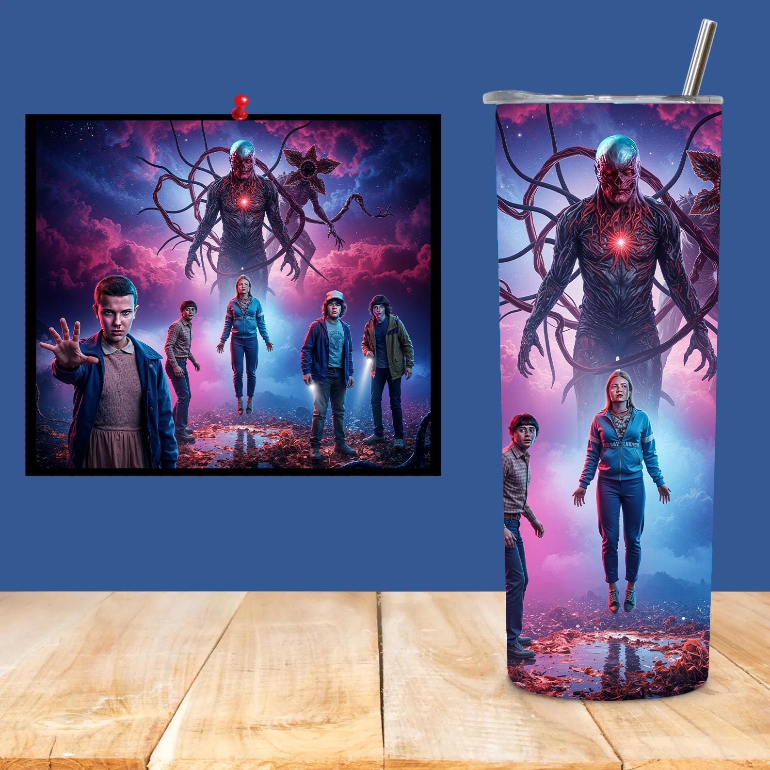 Stranger Things 20oz Tumbler Wrap | Eleven & Demogorgon Skinny PNG ...
