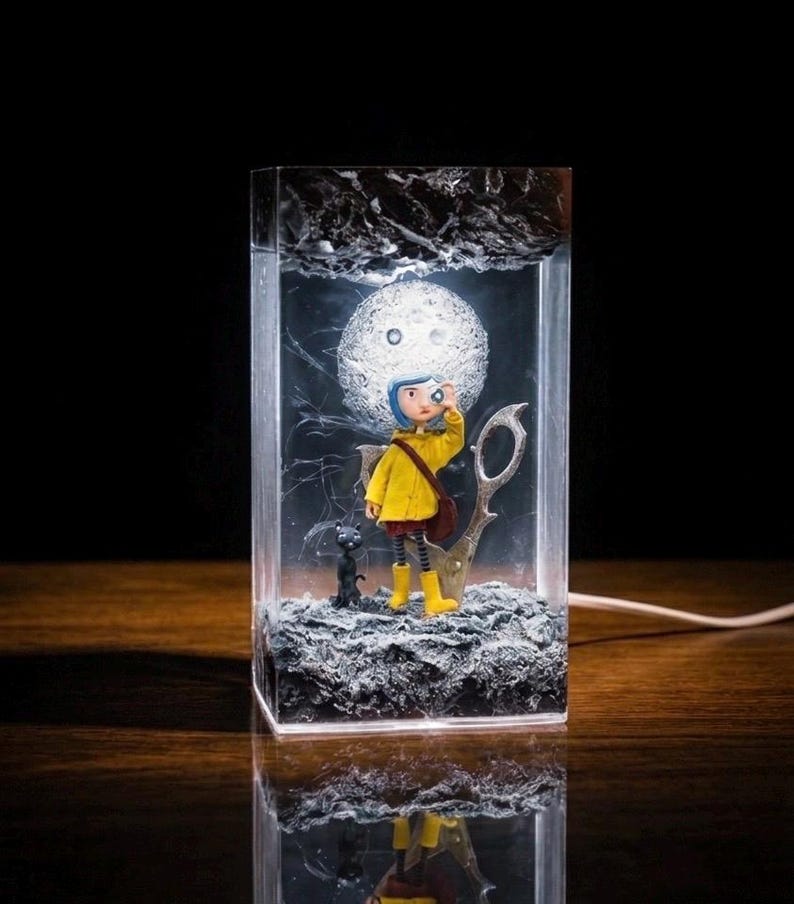 Co.raline Moon Lamp, Co.r.aline and Cat Epoxy Lamp, Moon Night Light ...