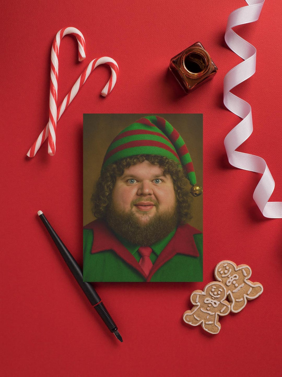 Fat JD Vance Elf Christmas Card With Envelope - Funny Political Holiday ...