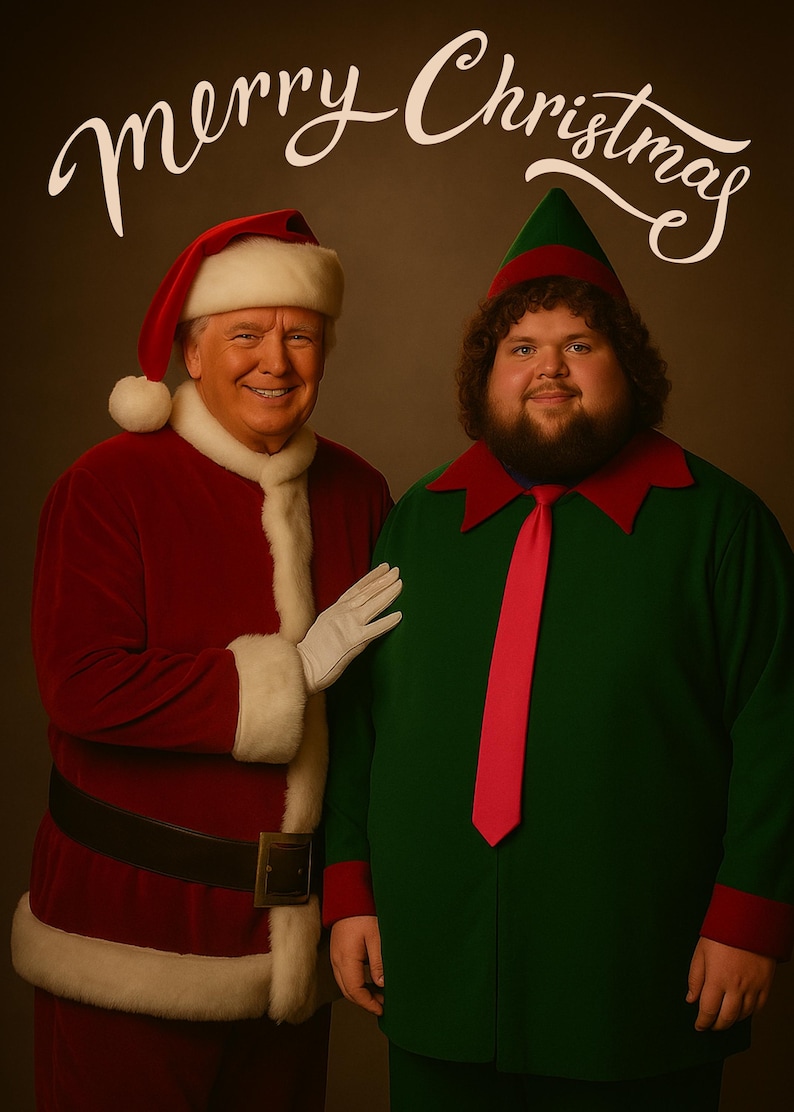 Donald Trump With Fat JD Vance Christmas Card With Envelope - Funny ...