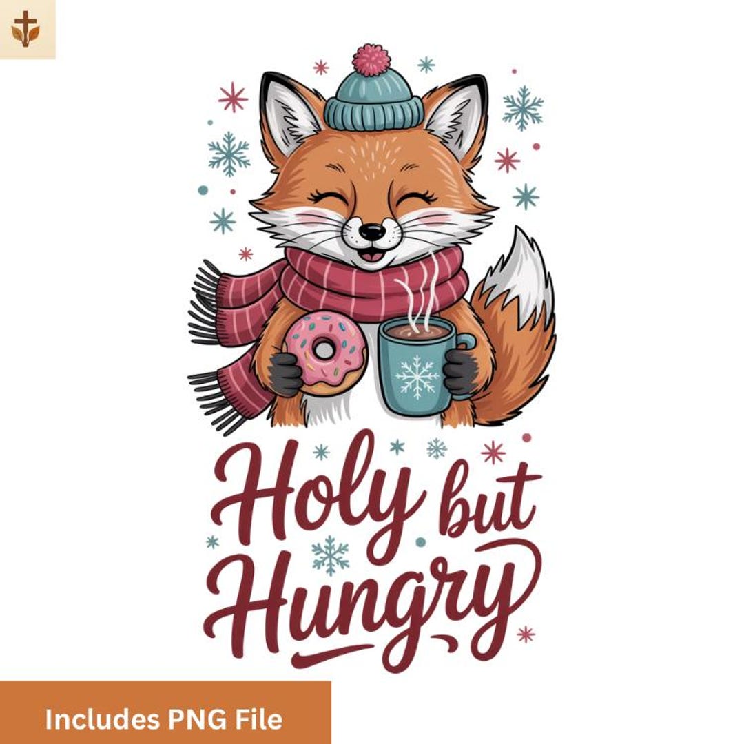Holy but Hungry Fox PNG, Funny Christian Winter Design (digital ...