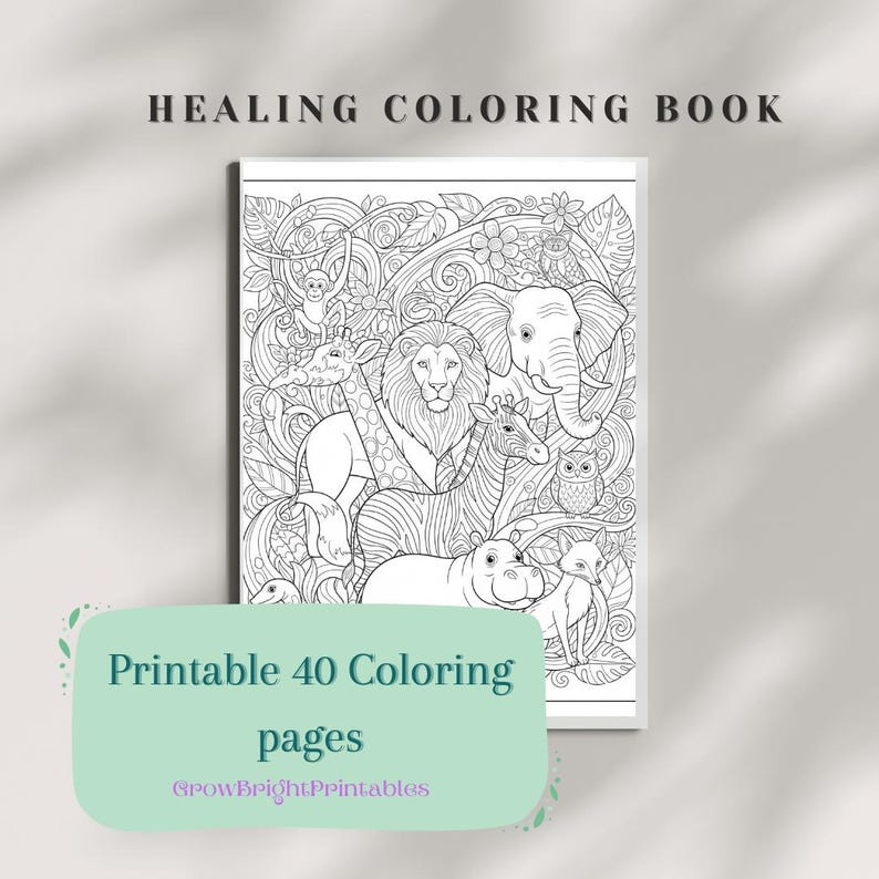 Jungle Animals Coloring Page: Detailed Mandala Art (PDF Pattern ...